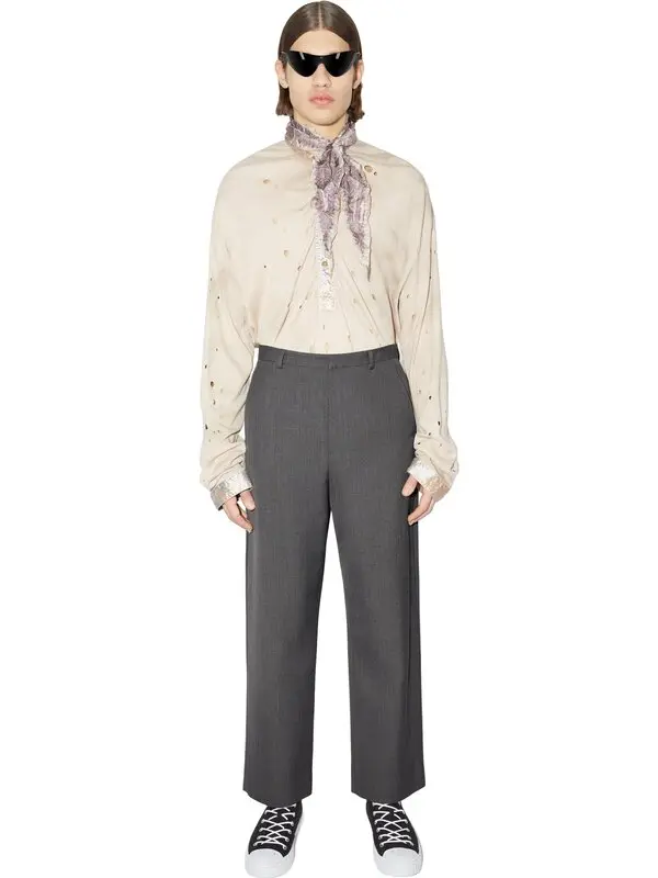 Acne Studios Wool Blend Trousers - Dark Grey Melange