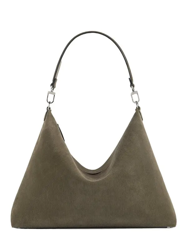 TOTEME Medium Bevel Cord-suede Bag - Dark Taupe
