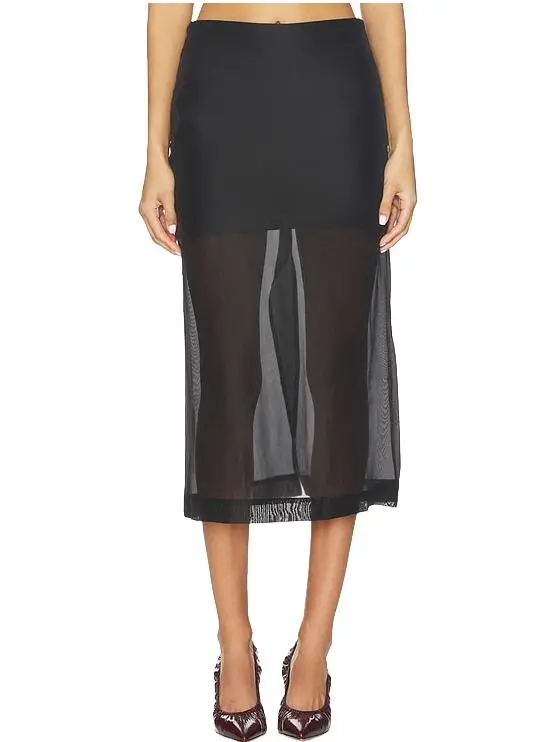 Rue Sophie Millen Organza Midi Skirt - Black