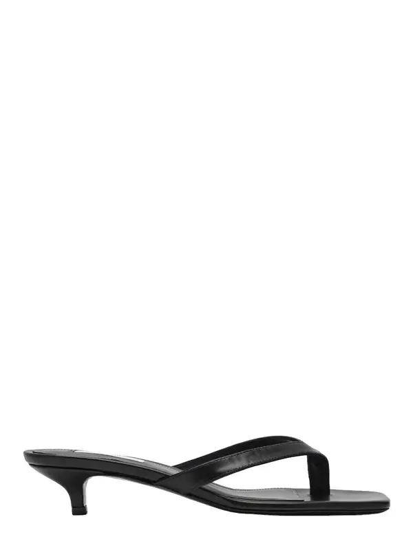 TOTEME Leather Thong Heeled Sandals - Black