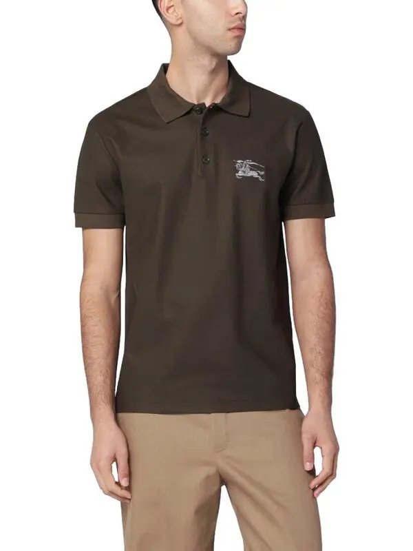Burberry Dark Cotton Polo Shirt With Ekd - Green
