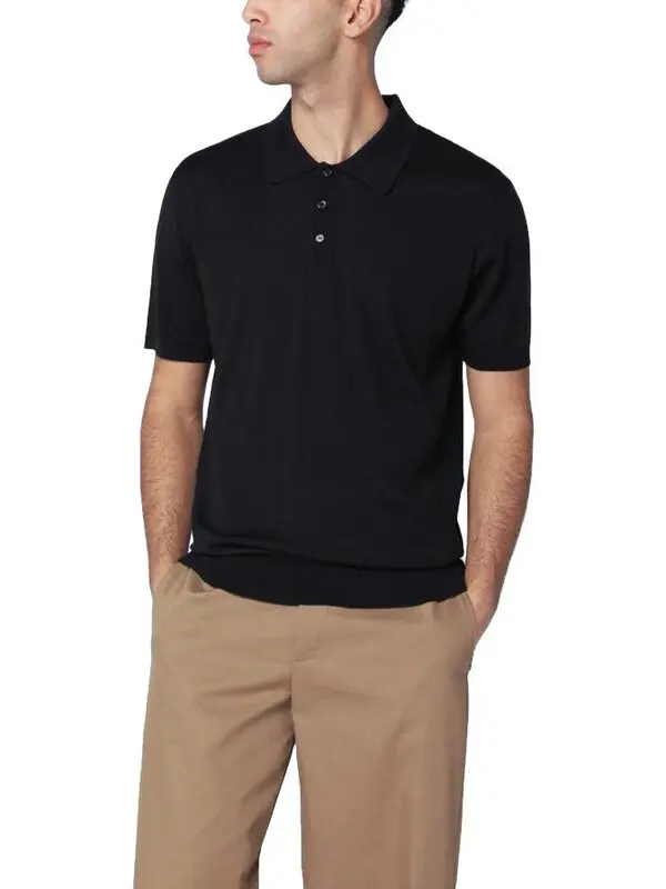 GOLDEN GOOSE Wool Polo Shirt - Black