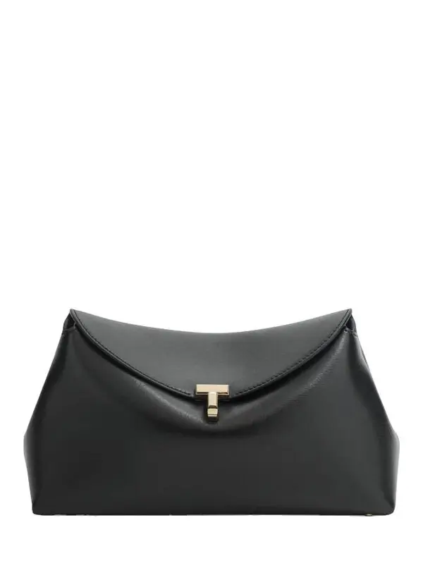 TOTEME Leather T-lock Clutch - Black