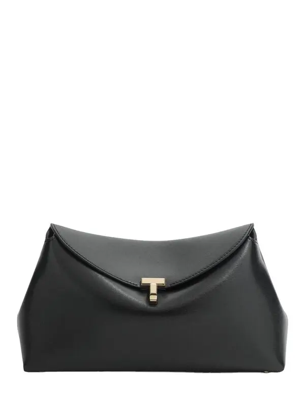 TOTEME Leather T-lock Clutch - Black