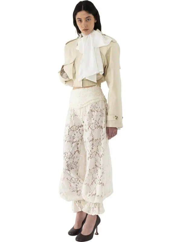Arakii Velvet Lace Balloon Pants - Off-white
