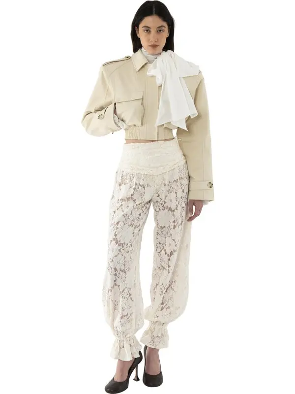 Arakii Velvet Lace Balloon Pants - Off-white