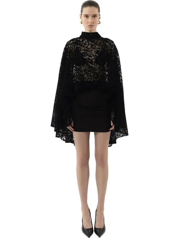 Arakii Velvet Lace Mini Dress - Black