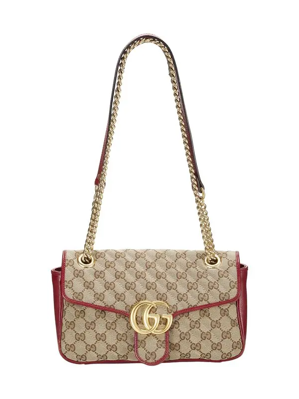 Gucci Canvas Gg Marmont Shoulder Bag - Red