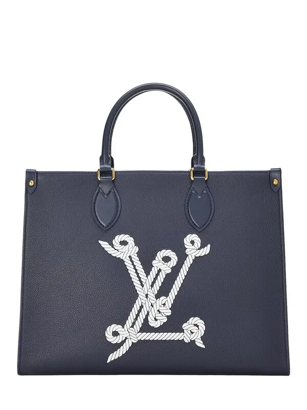 LOUIS VUITTON Calfskin Nautical On The Go - Navy