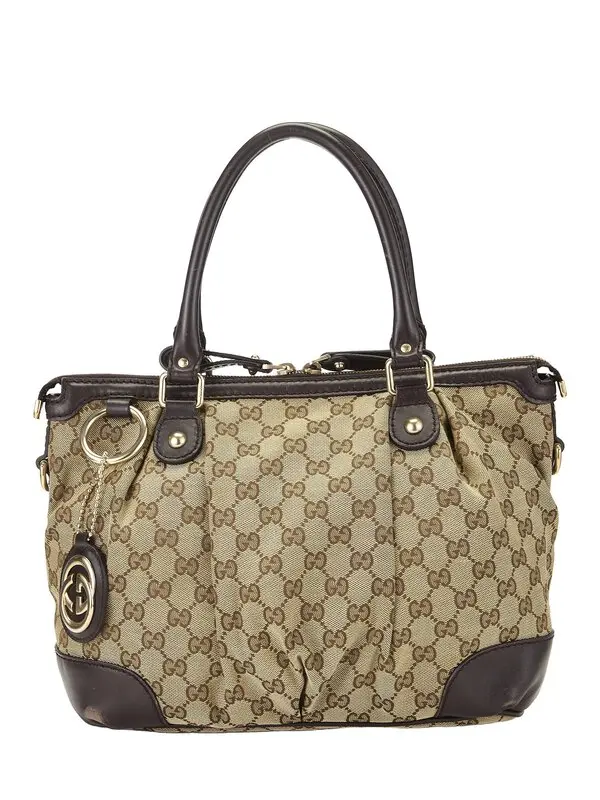 Gucci Gg Sukey Zip Handbag - Brown