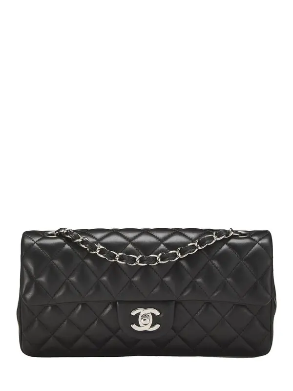 Chanel East/west Lambskin Shoulder Bag - Black