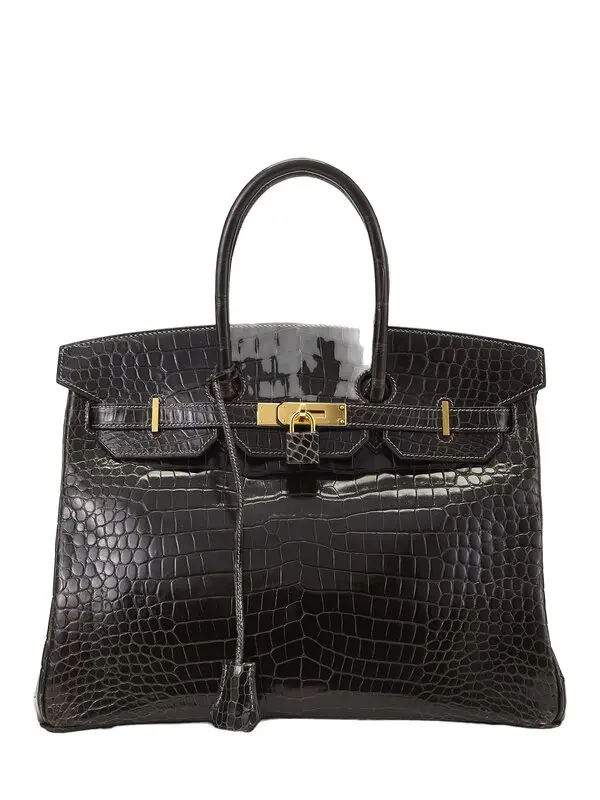 Hermès Gris Fonce Crocodile Porosus Birkin 35 - Grey