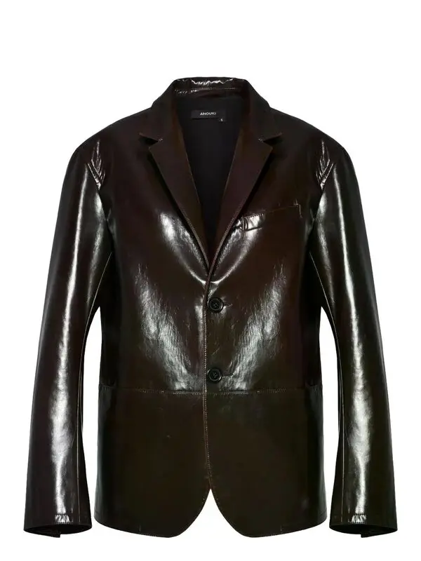 ANOUKI Faux-leather Blazer - Brown