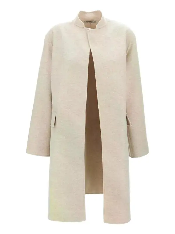 Dusan Flap Pocket Open Front Coat - Neutrals