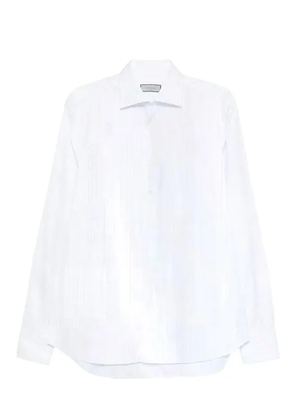 Canali Checked Cotton Shirt - White