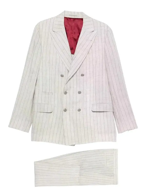 Brunello Cucinelli Striped Double-breasted Suit - Grey