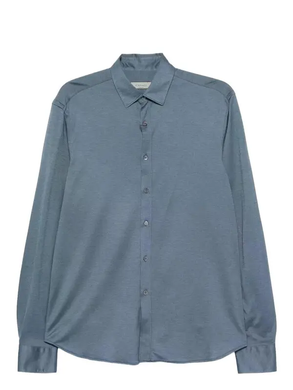 Canali Long-sleeve Cotton-blend Shirt - Blue