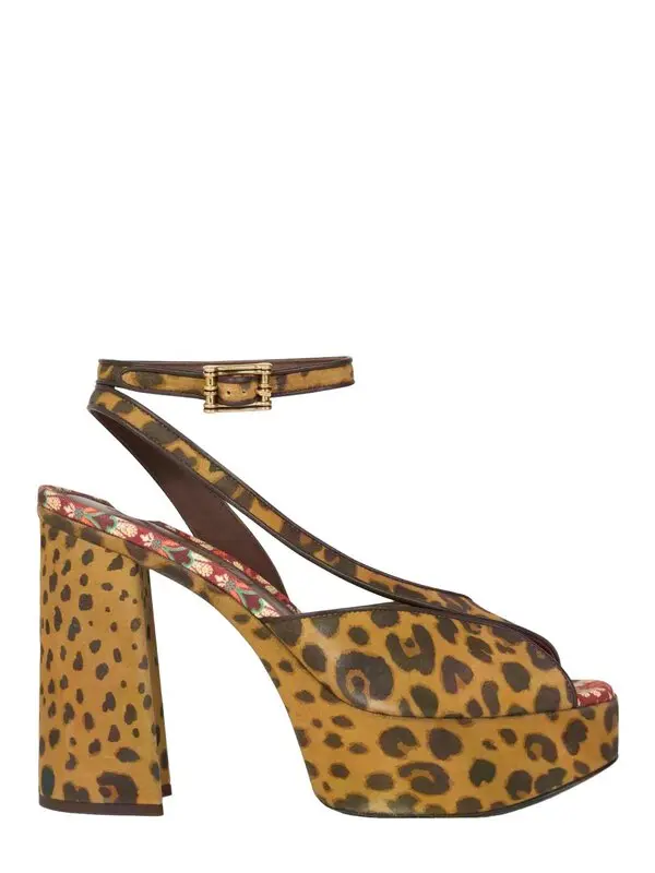 Etro 100mm Platform Animal-print Sandals - Brown