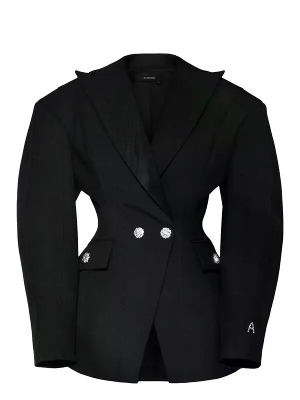 ANOUKI Double-breasted Blazer - Black