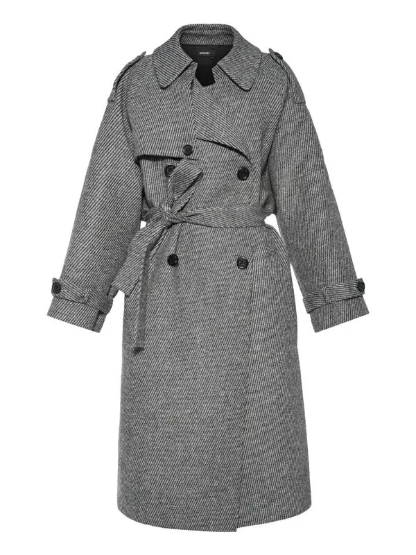 ANOUKI Belted Double-breasted Coat - Grey