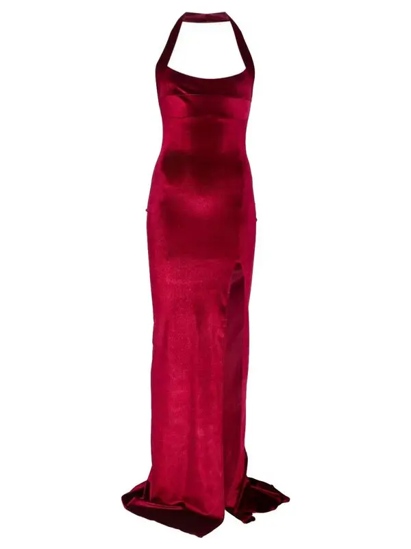 ATU BODY COUTURE Halterneck Velvet Maxi Dress - Red