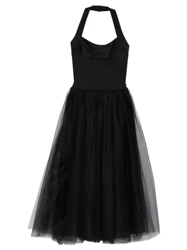 ATU BODY COUTURE Halterneck Tulle-skirt Midi Dress - Black