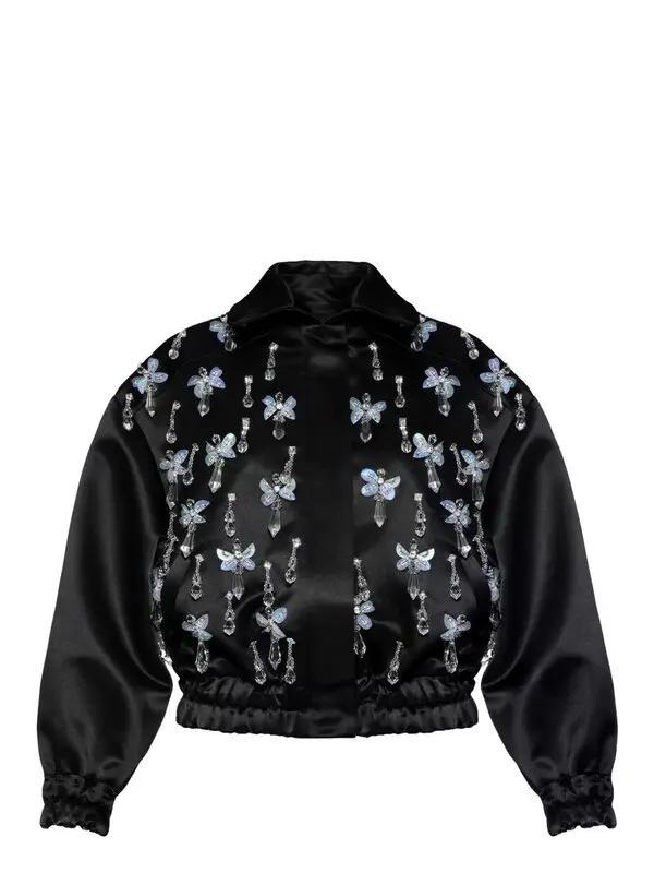 ANOUKI Crystal-embellished Bomber Jacket - Black