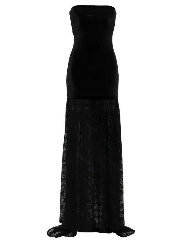 ATU BODY COUTURE Lace-panel Strapless Maxi Dress - Black