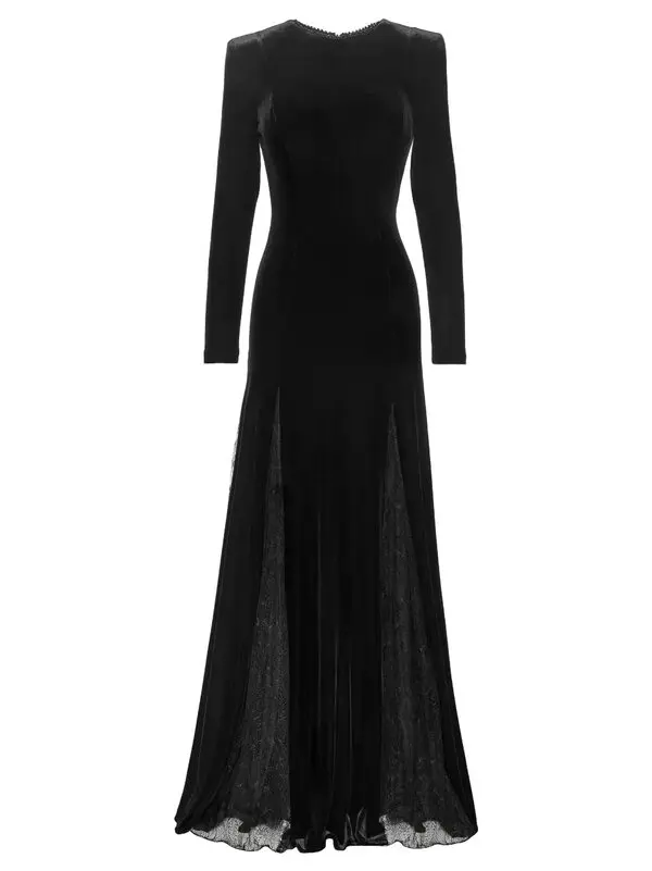 NISSA Beaded Panelled Maxi Dress - Black