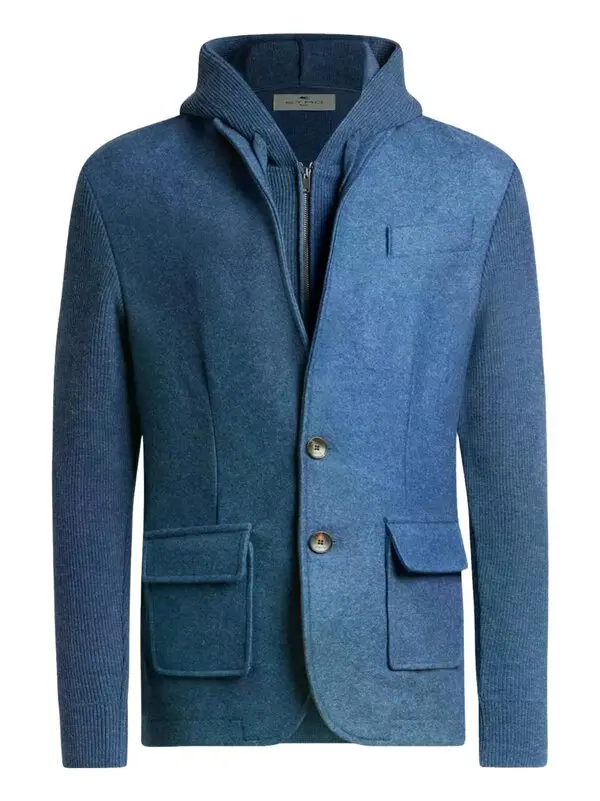 Etro Removable-hood Wool Jacket - Blue