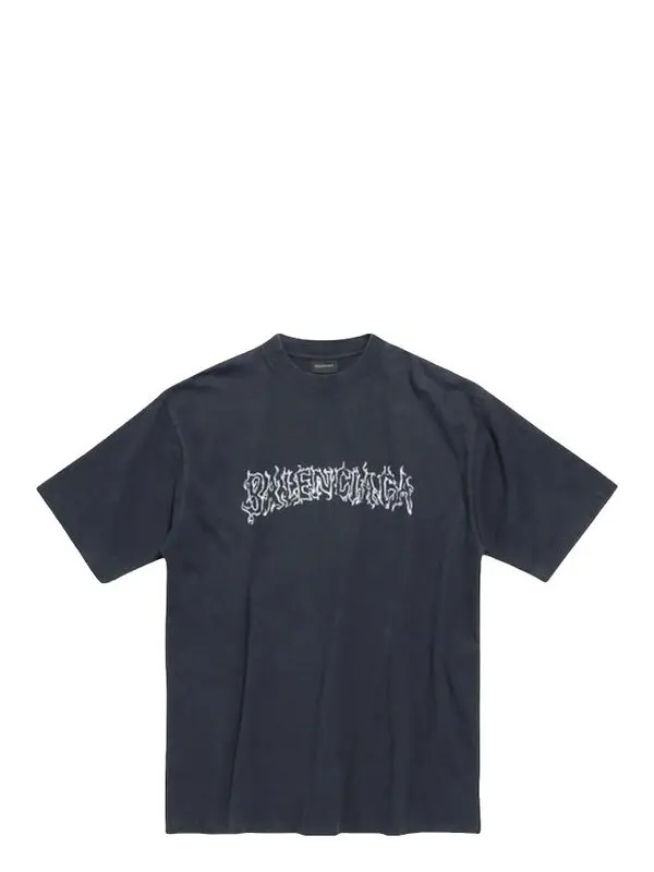 Balenciaga Diy Metal Outline Logo Tee Shirt - Black