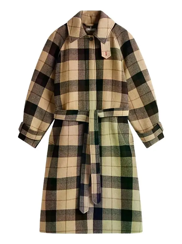 Tommy Hilfiger Checked Belted Coat - Neutrals