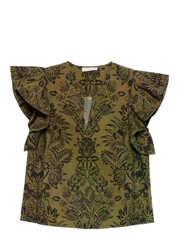 Ulla Johnson Ruffled Floral-pattern Blouse - Green