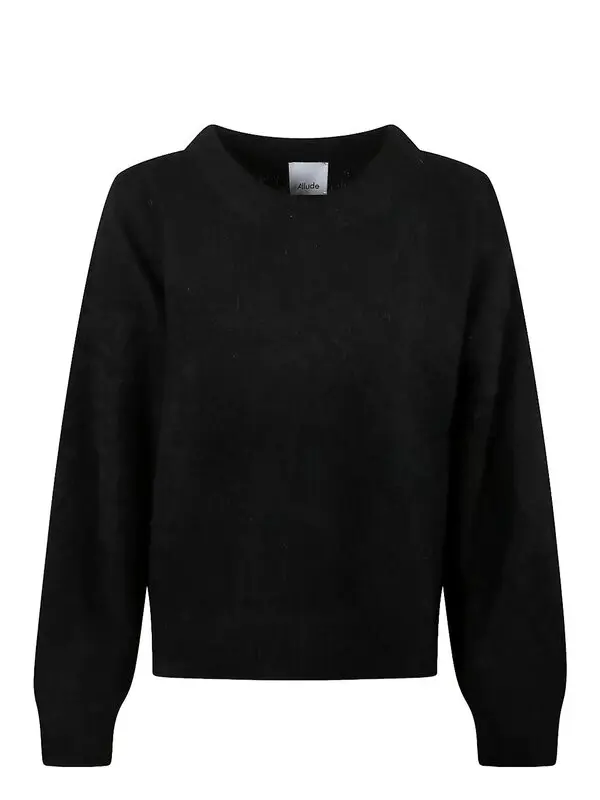 ALLUDE Round-neck Fine-knit Sweater - Blue