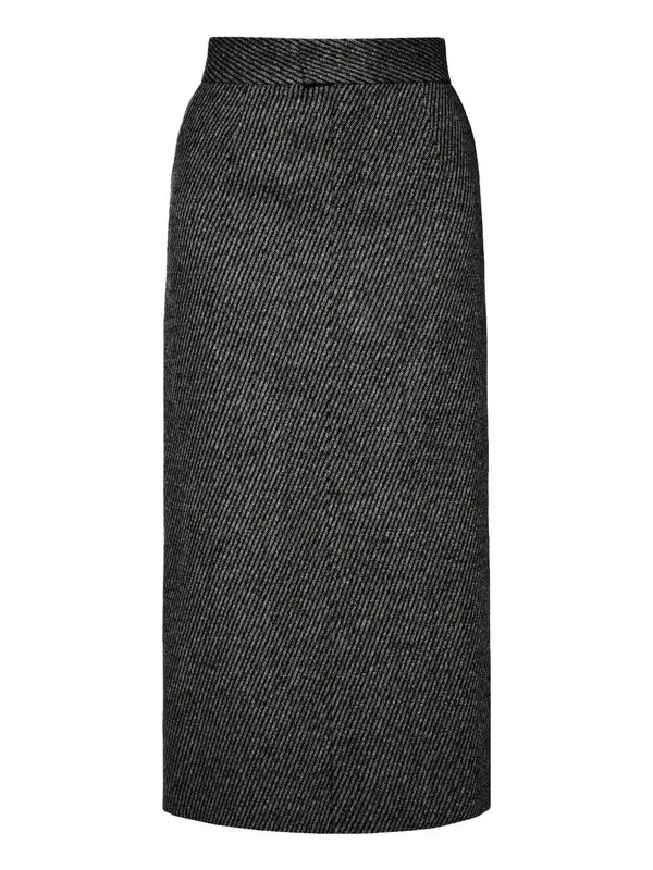 ANOUKI Slit-detail Midi Skirt - Grey
