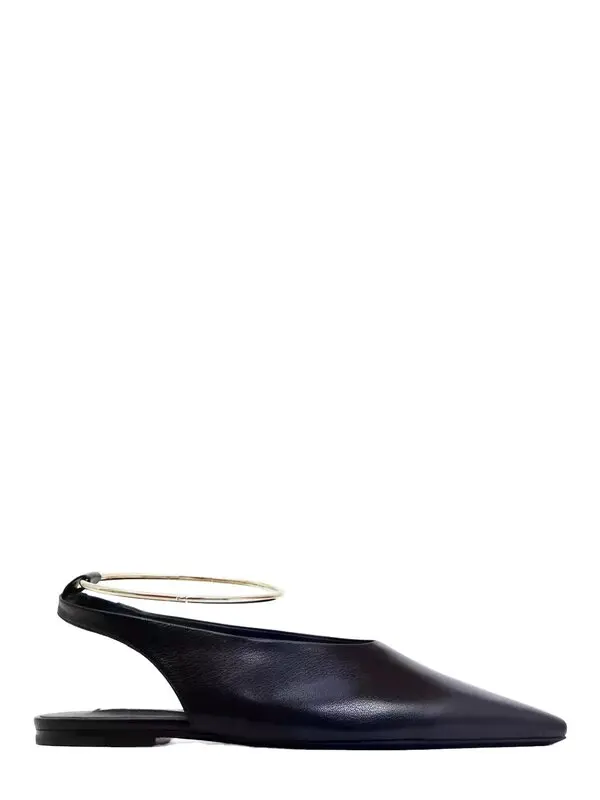 JIL SANDER 35mm Pointed-toe Ring-detail Ballet Flats - Black