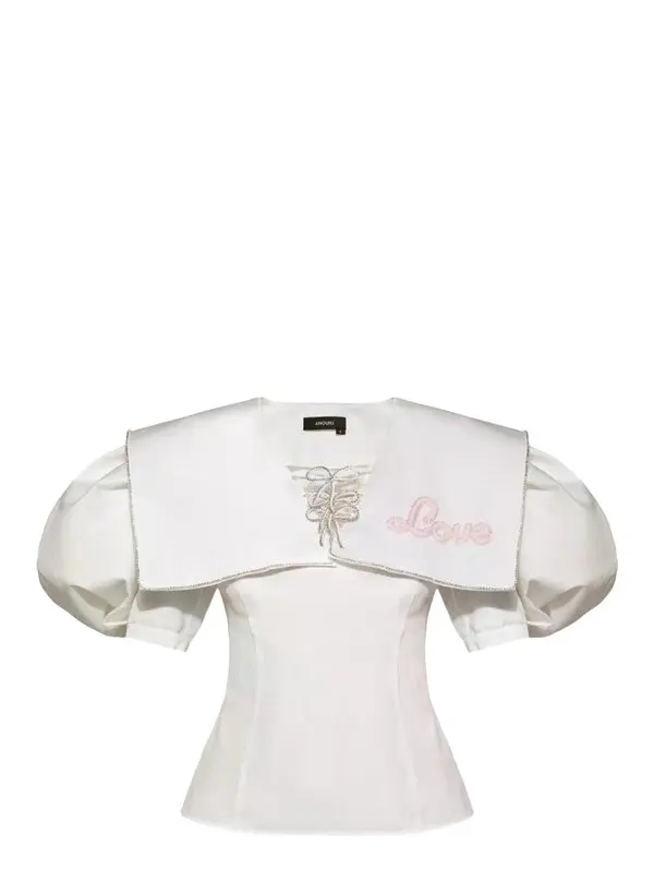 ANOUKI Embroidered Cotton Blouse - White