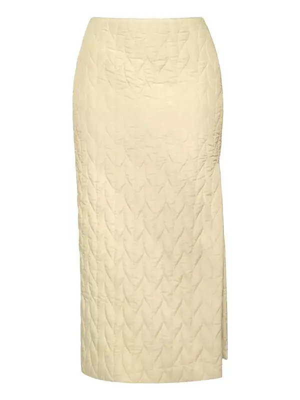 ANOUKI Quilted Midi Skirt With Slit - Yellow