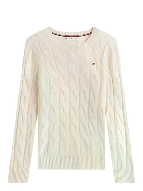 Tommy Hilfiger Cable-knit Logo-detail Sweater - Neutrals
