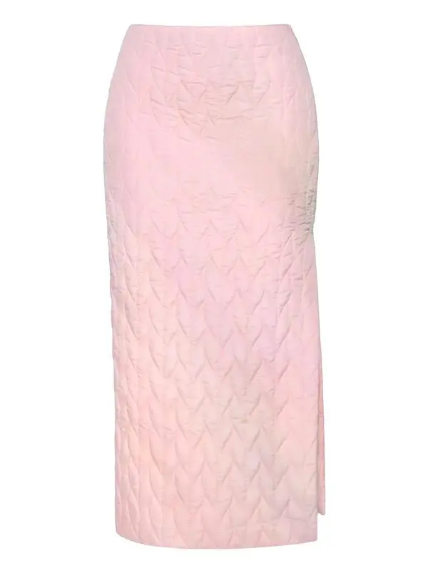 ANOUKI Quilted Midi Skirt With Slit Detail - Pink