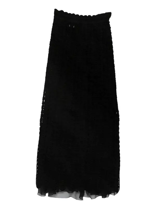 ATU BODY COUTURE Crochet Trim Midi Skirt - Black