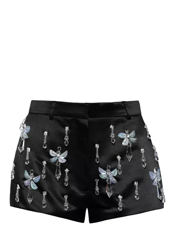 ANOUKI Crystal-embellished Shorts - Black