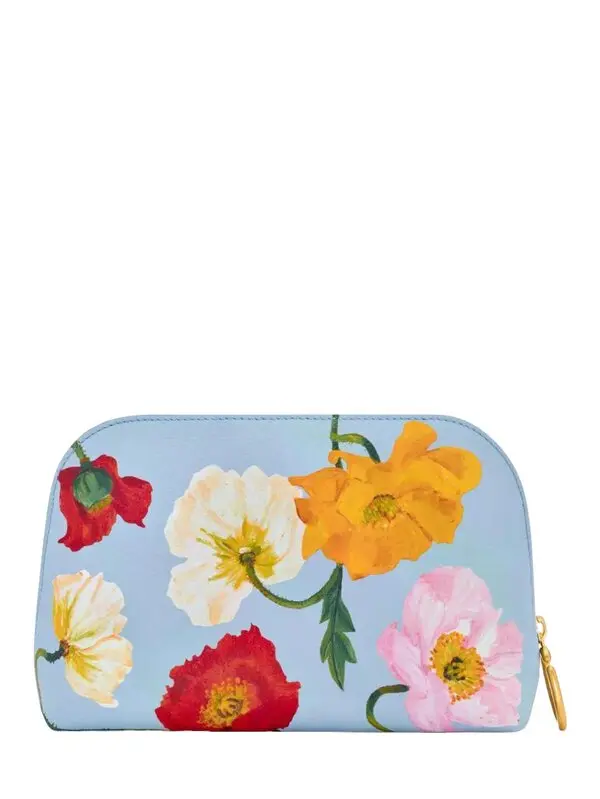 Oscar De La Renta Poppy-printed Makeup Bag - Blue
