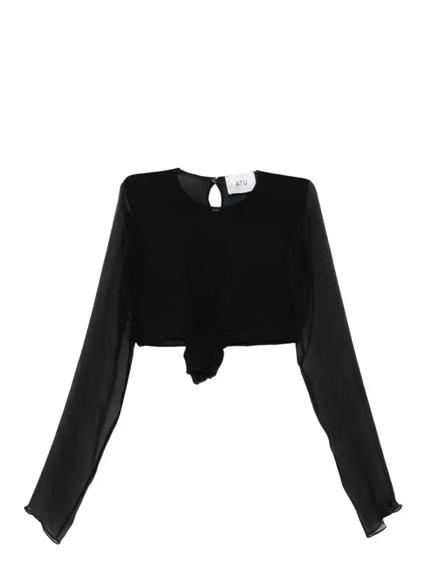 ATU BODY COUTURE Long-sleeve Knot Top - Black
