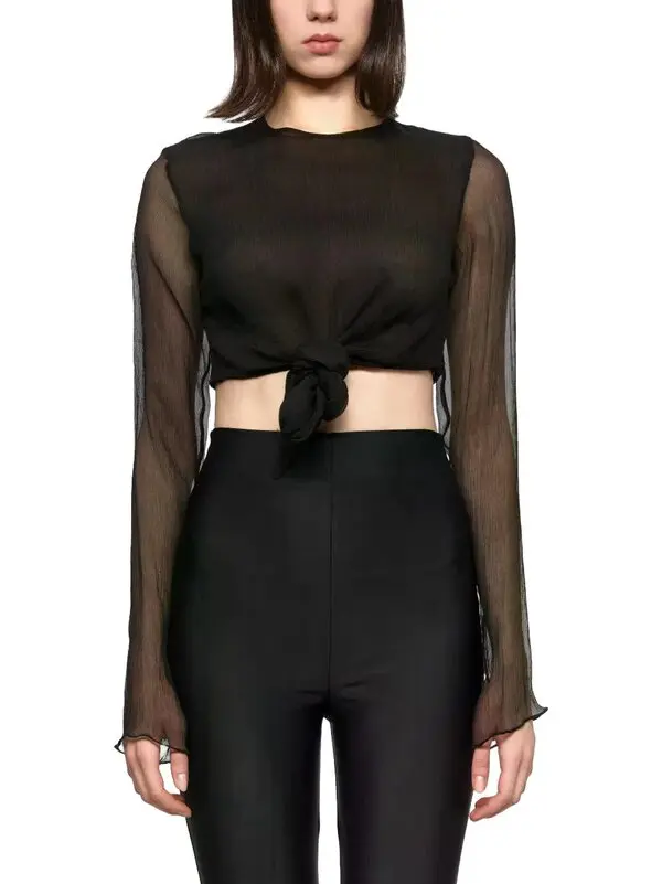 ATU BODY COUTURE Tether Long-sleeve Silk Top - Black