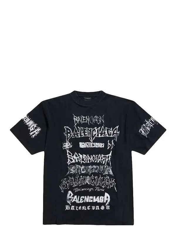 Balenciaga Diy Metal Vintage Jersey Tee Shirt - Black