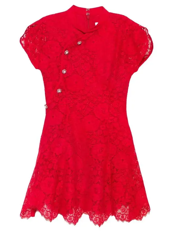 SELF-PORTRAIT Fine Lace Mini Dress - Red