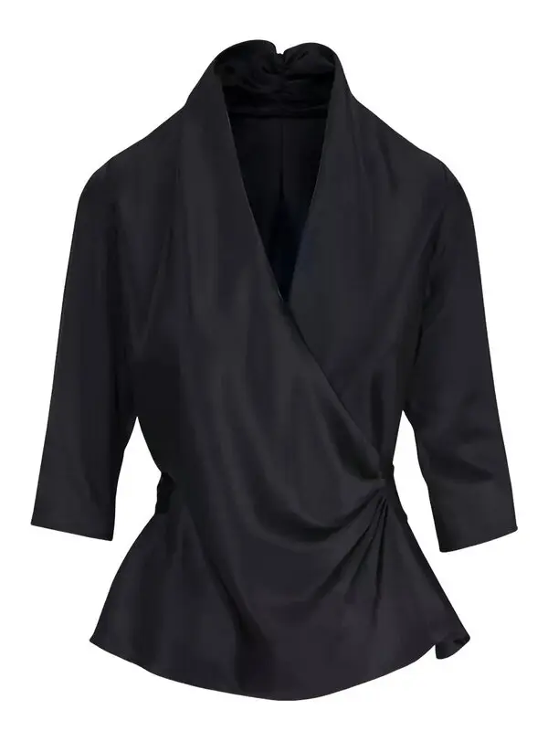 PETER COHEN Belted Silk Blouse - Black