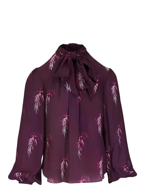 Adam Lippes Joan Bow-neck Floral-print Blouse - Red