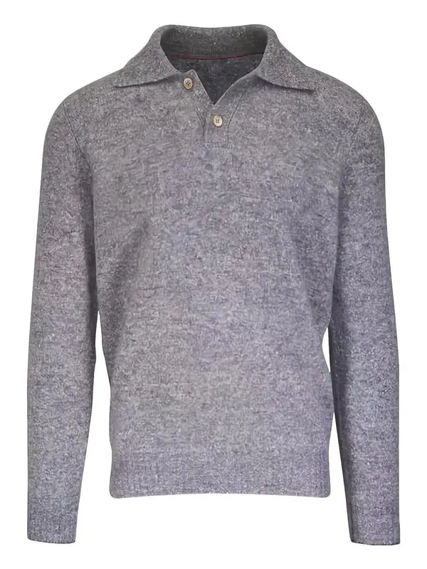 Brunello Cucinelli Long-sleeve Polo Shirt - Grey
